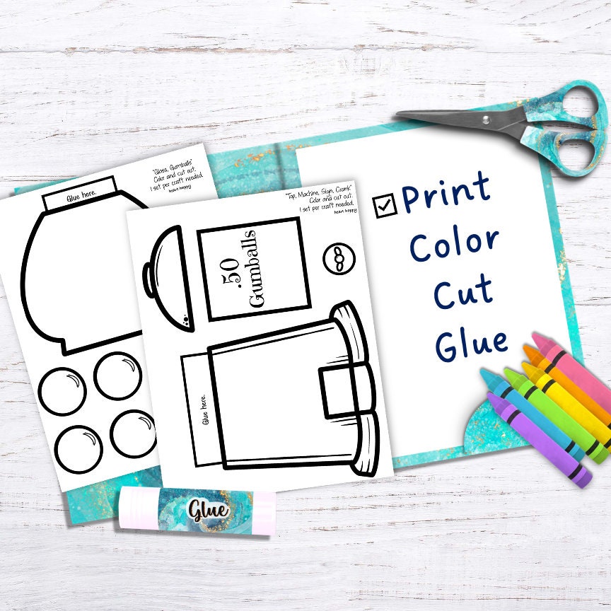 Gumball Machine Kids Printable Craft Template, Letter G, Candy Craft ...