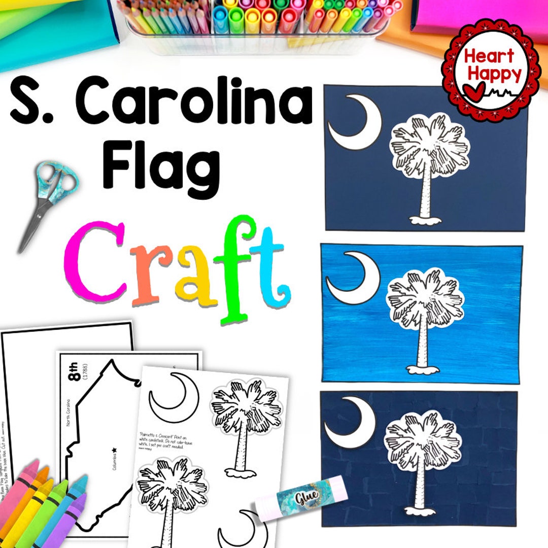 South Carolina Flag Craft, Kids Printable Craft Template, South ...