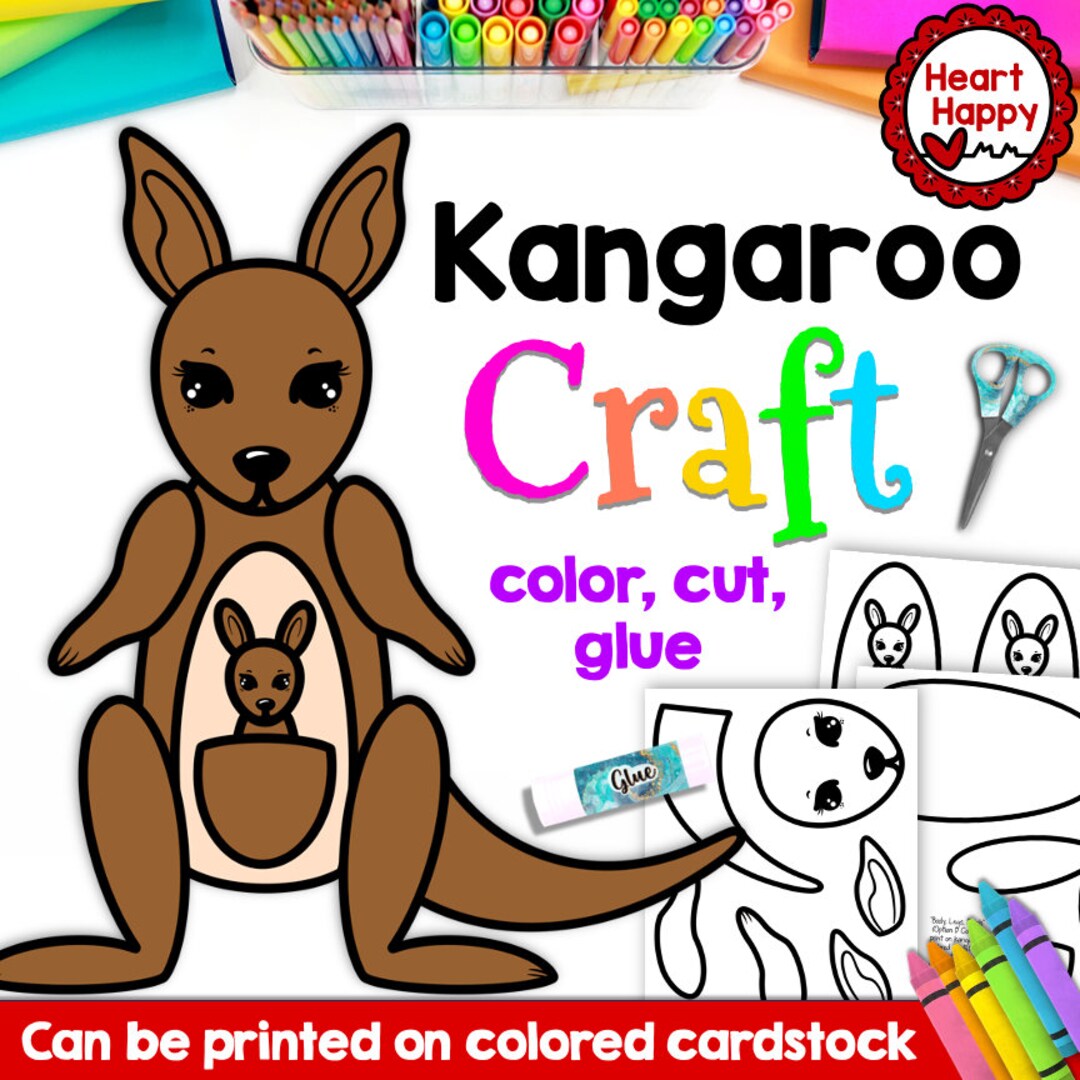 Kangaroo Craft Kids Printable Craft Template Zoo Animal - Etsy
