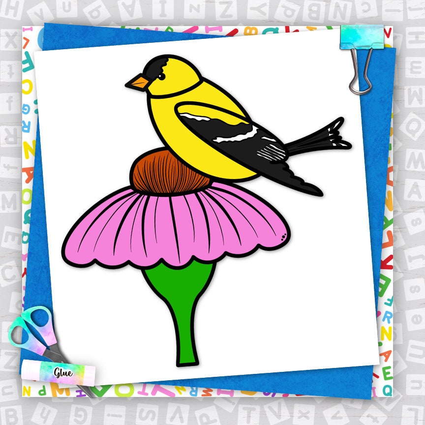 Goldfinch Bird Craft, Kids Printable Craft Template, State Symbols ...