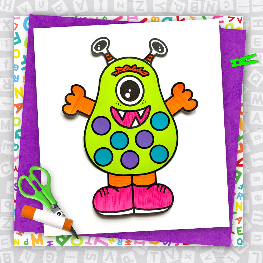 Alien Kids Printable Craft Template, Monster Craft, Halloween Craft ...
