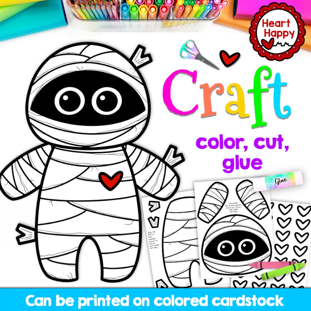 Halloween Mummy Kids Printable Craft Template, Fall/autumn Craft ...