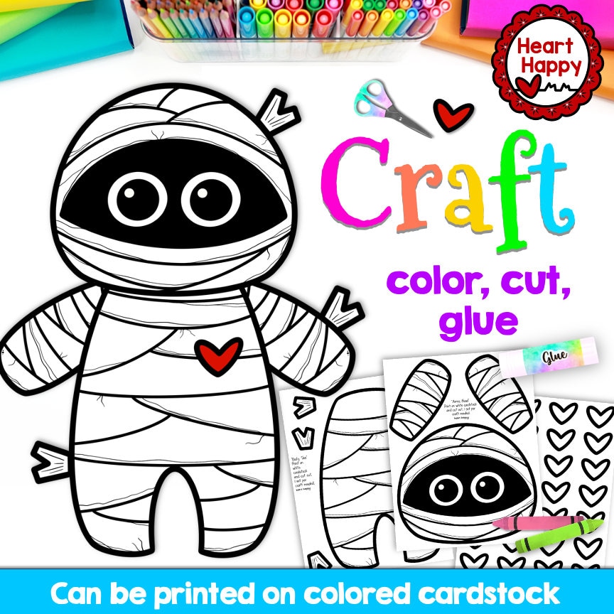 Halloween Mummy Kids Printable Craft Template, Fall/autumn Craft ...