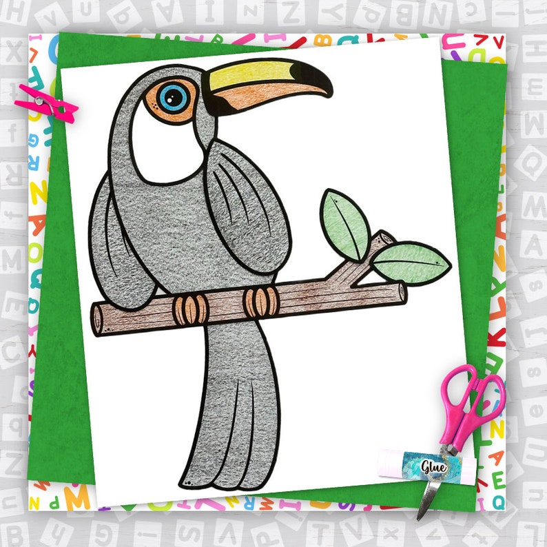 Toucan Printable Kids Craft Template, Rainforest Animals, Zoo Animals ...