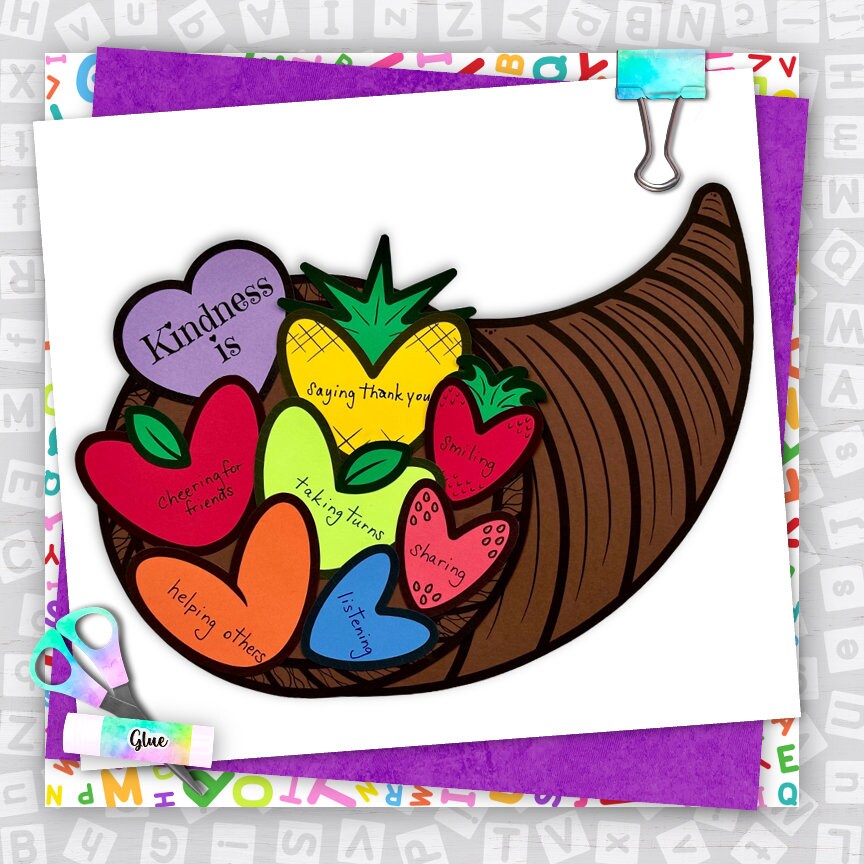 Cornucopia of Kindness Craft, Kids Printable Craft Template, Growth ...
