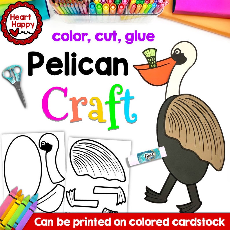 Pelican Craft, Kids Printable Craft Template, Louisiana State Symbols ...