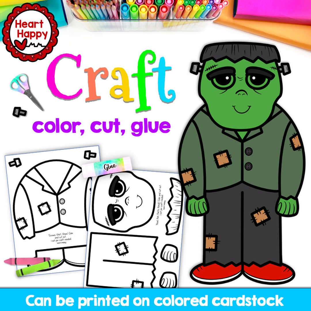 Halloween Frankenstein Kids Printable Craft Template, Fall/autumn Craft ...