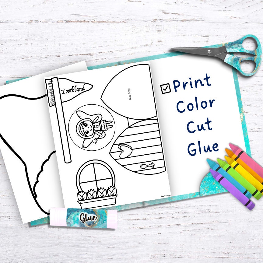 Tooth Craft, Kids Printable Craft Template, Dental Hygiene Month, Tooth ...