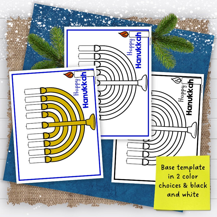 Hanukkah Kids Printable Craft Template, Menorah Craft, Fingerpainting ...