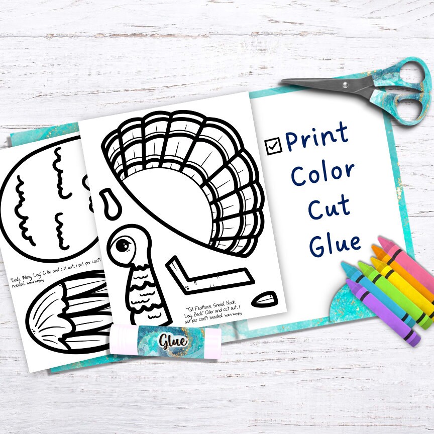 Turkey Printable Kids Craft Template, Thanksgiving, Letter T, Fall ...