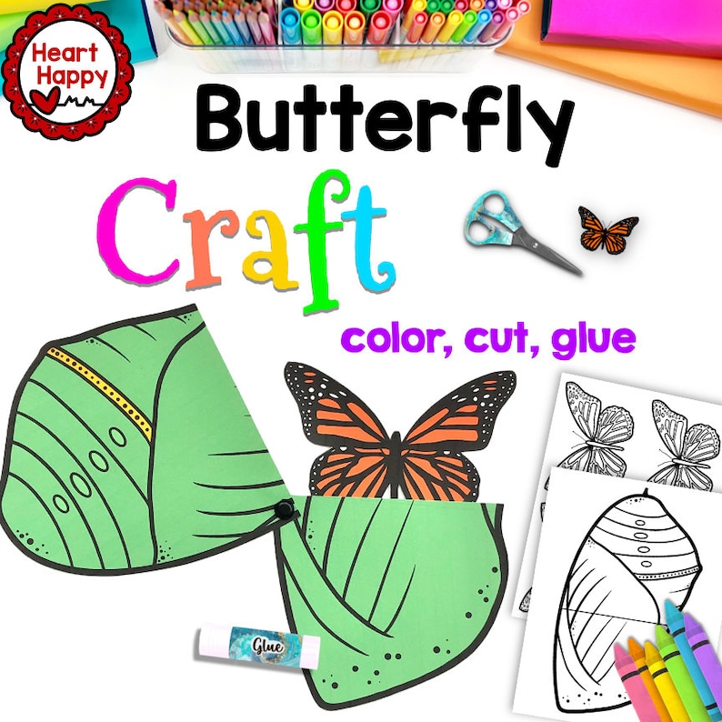 Butterfly Craft, Kids Printable Craft Template, Insect Craft, Spring ...