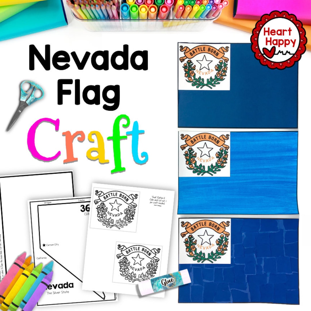 Nevada Flag Craft, Kids Printable Craft Template, Nevada State Symbols ...