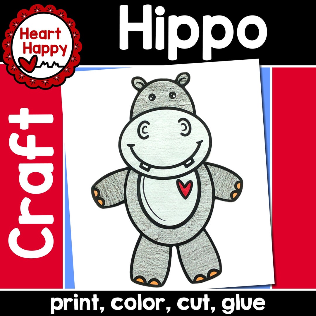Hippo Kids Printable Craft Template Zoo Animals Craft Paper - Etsy