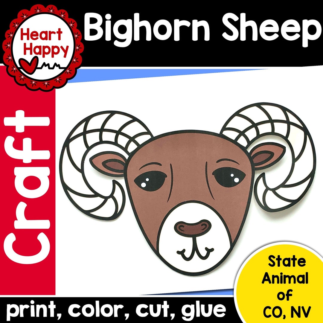 Bighorn Sheep Kids Printable Craft Template Ram Craft - Etsy