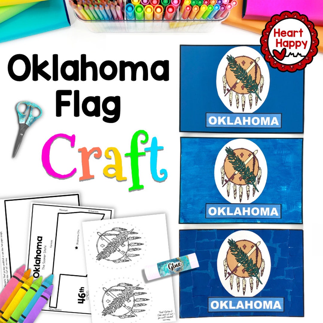 Oklahoma Flag Craft, Kids Printable Craft Template, Oklahoma State ...