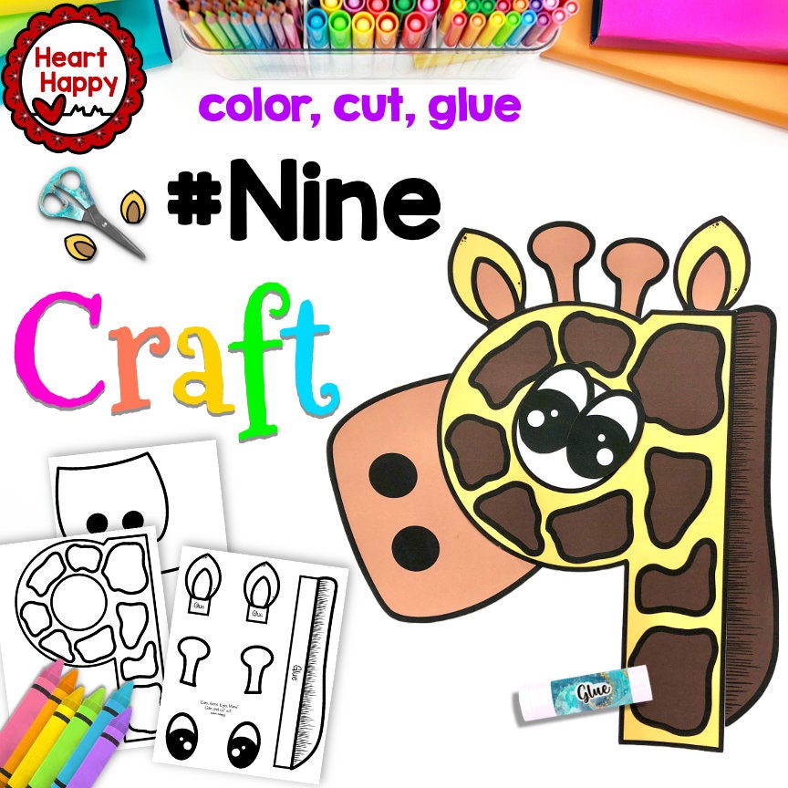 Number Nine Craft, Kids Printable Craft Template, Number Recognition ...