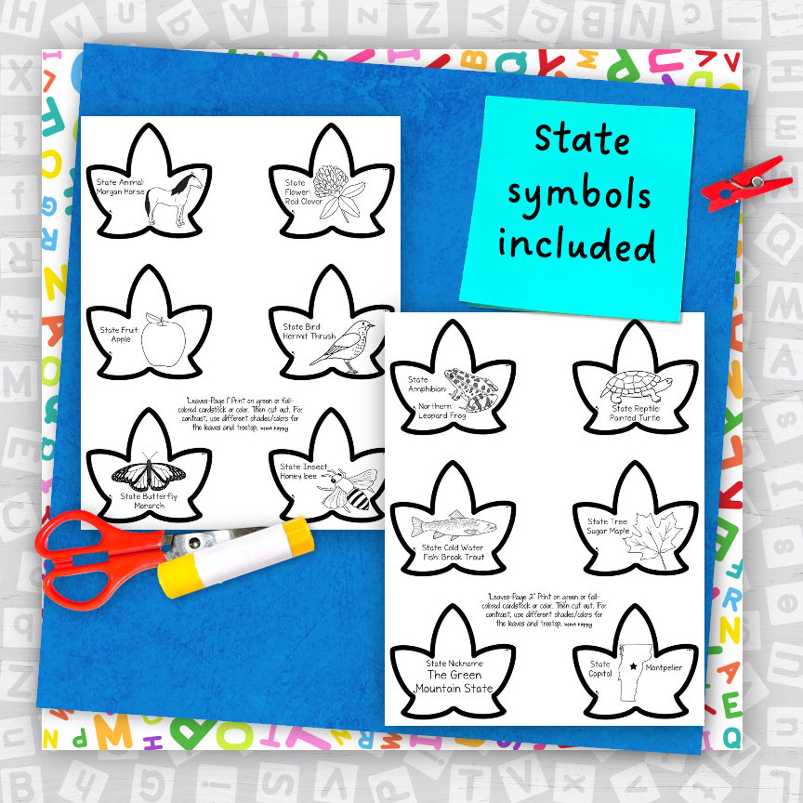 Vermont State Symbols, Sugar Maple Tree, Kids Printable Craft Template ...
