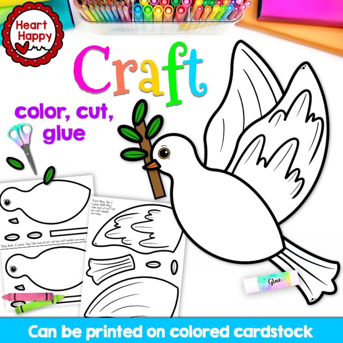 Dove Craft, Kids Printable Craft Template, MLK Day, Sunday School ...