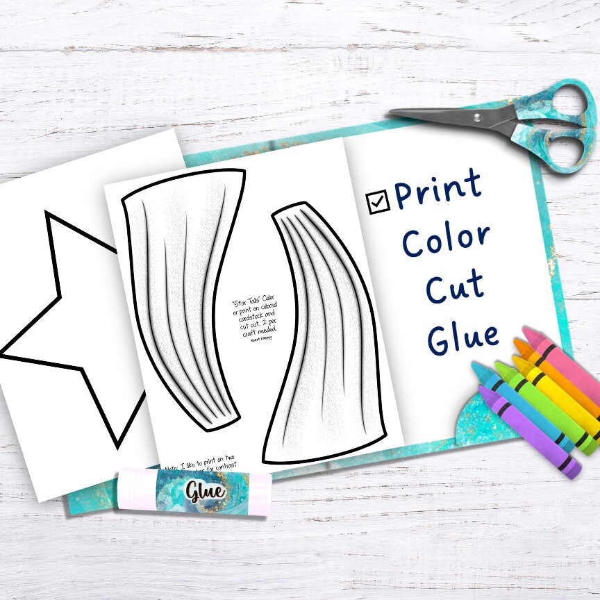 Shooting Star Craft, Kids Printable Craft Template, Space, Shapes ...