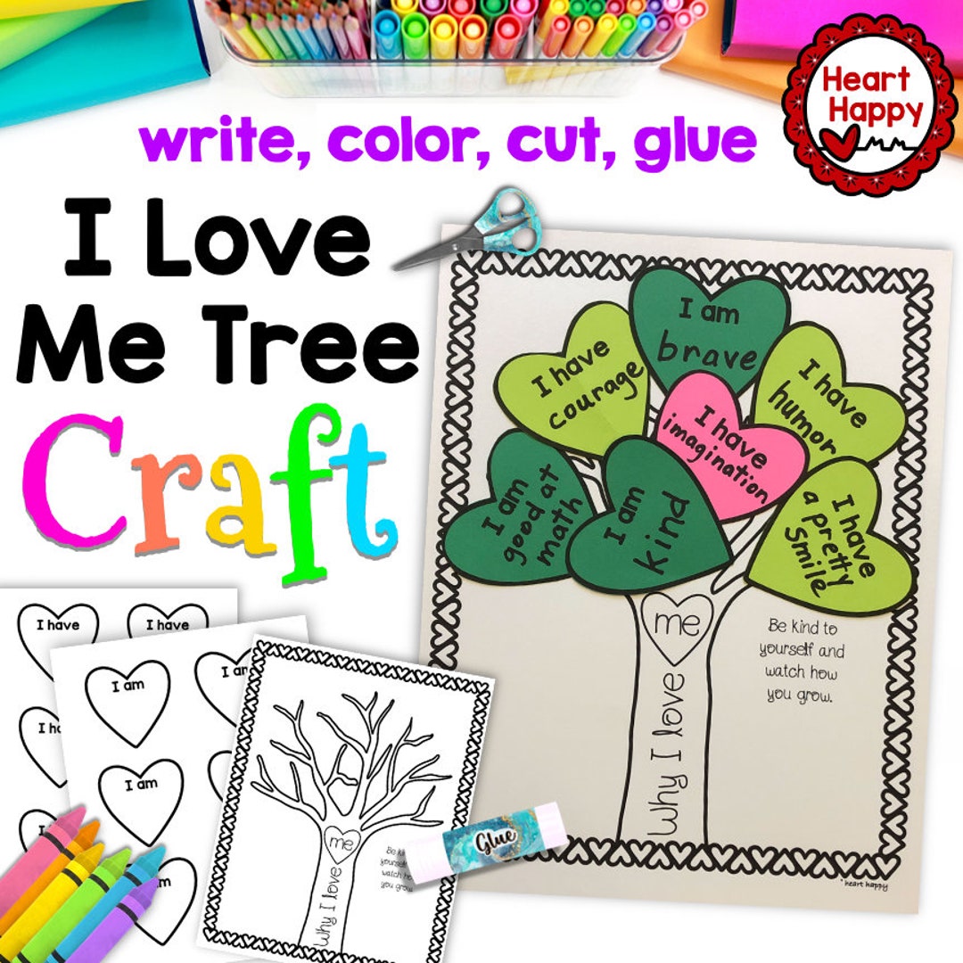 Self Affirmation I Love Me Tree Kids Printable Kids Craft Template ...