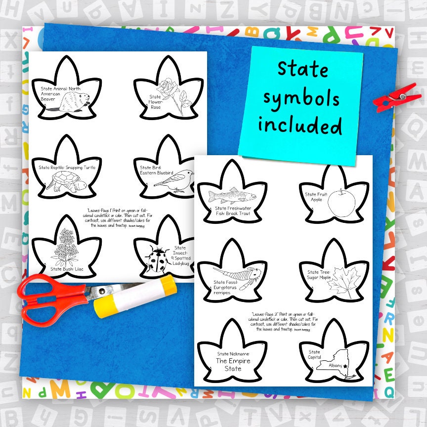 New York State Symbols, Sugar Maple Tree, Kids Printable Craft Template ...