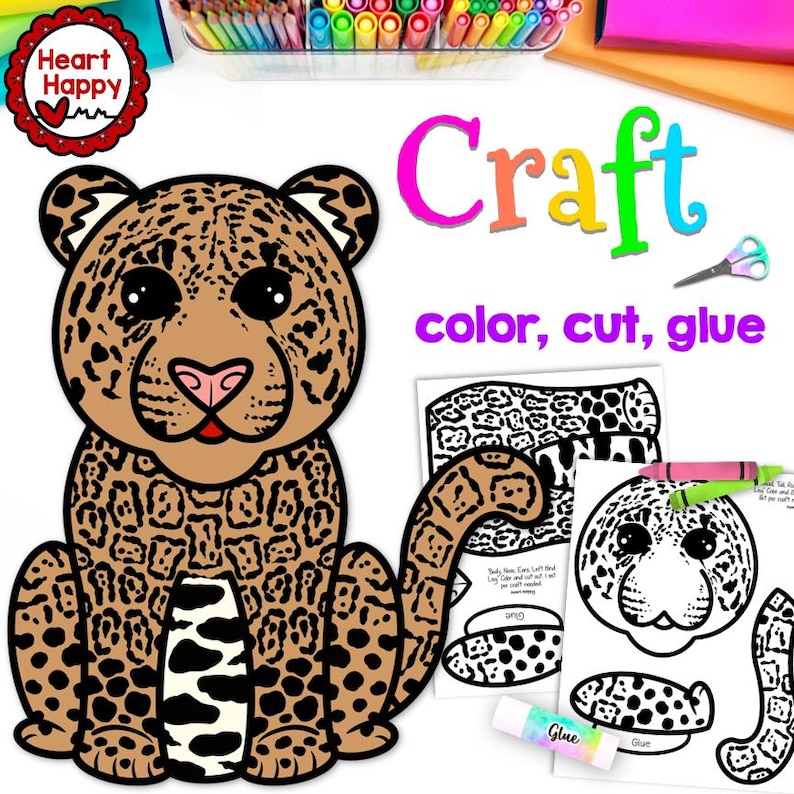 Jaguar Craft, Kids Printable Craft Template, Letter J, Zoo Animals ...