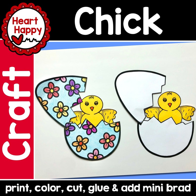 Hatching Chick Kids Printable Craft Template Farm Animals - Etsy
