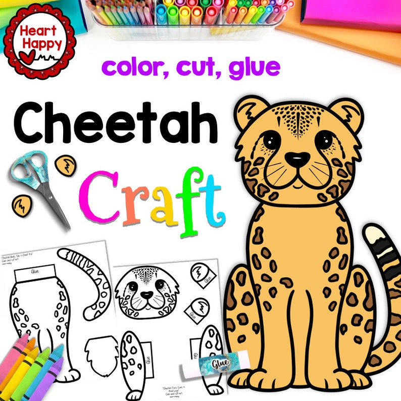 Cheetah Kids Printable Craft Template, Zoo Animals Craft, Paper Crafts ...