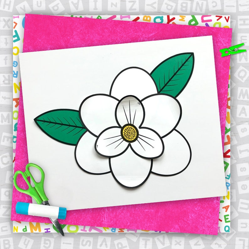 Printable Kids Magnolia Craft Template, Garden Craft, Flower Craft ...