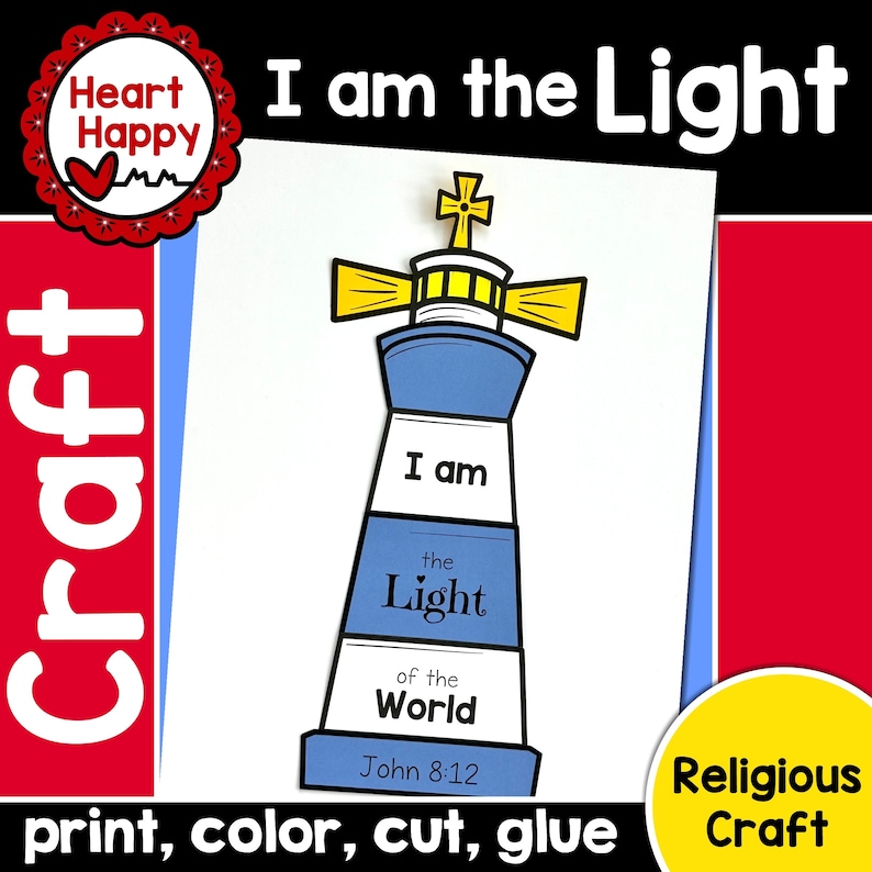 I Am the Light Kids Printable Religious Craft Template - Etsy