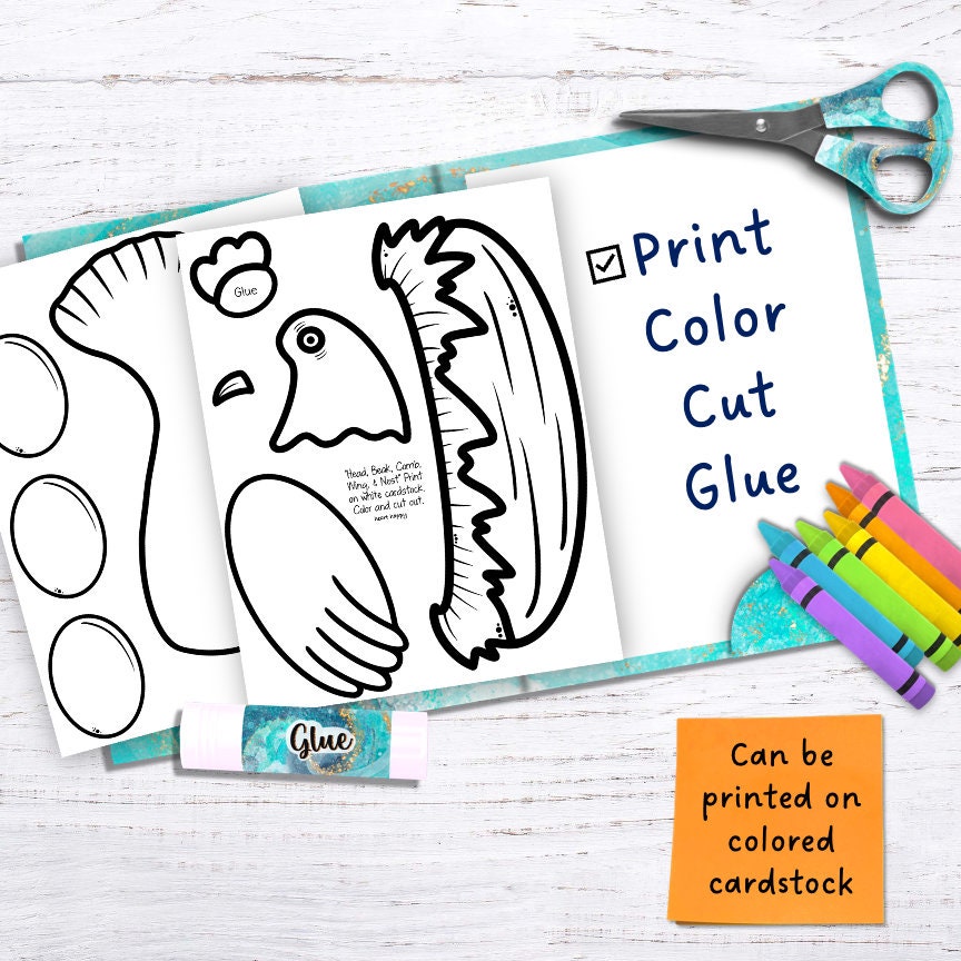 Chicken Craft, Hen Craft, Kids Printable Template, Farm Animals, Spring ...