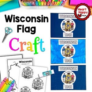 Wisconsin Flag Craft, Kids Printable Craft Template, Wisconsin State ...