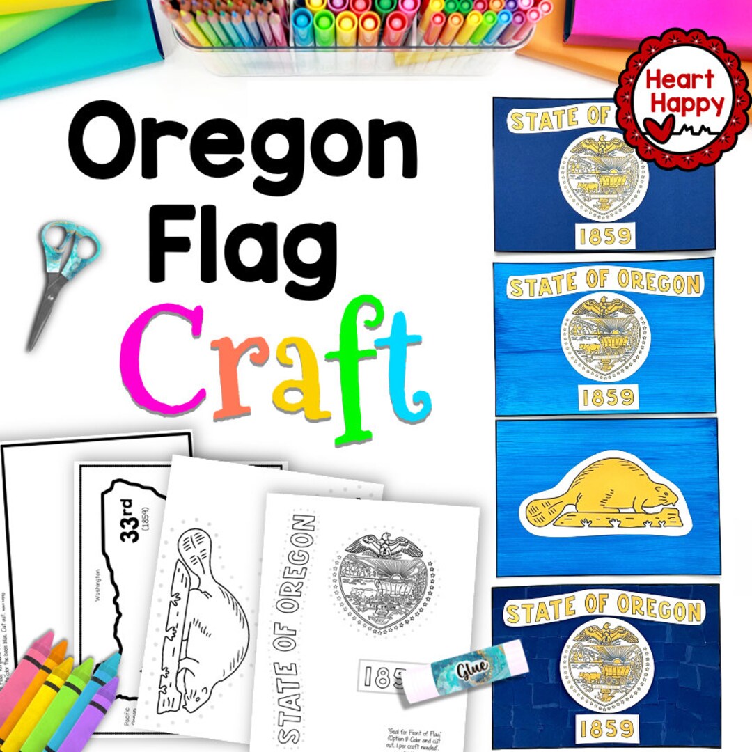 Oregon Flag Craft, Kids Printable Craft Template, Oregon State Symbols ...