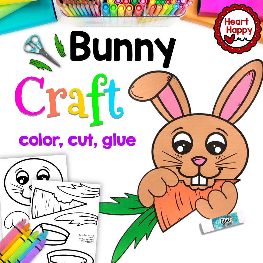 Bunny Kids Printable Craft Template, Spring Craft, Easter Craft, Paper ...