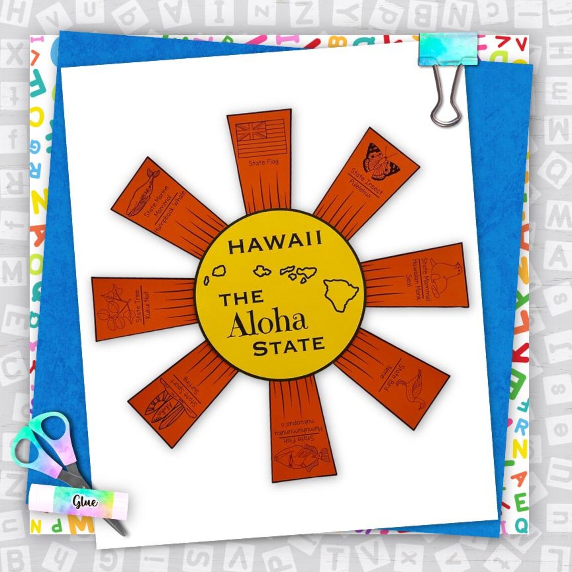 Hawaii State Symbols, Kids Printable Craft Template, 50 States, US ...