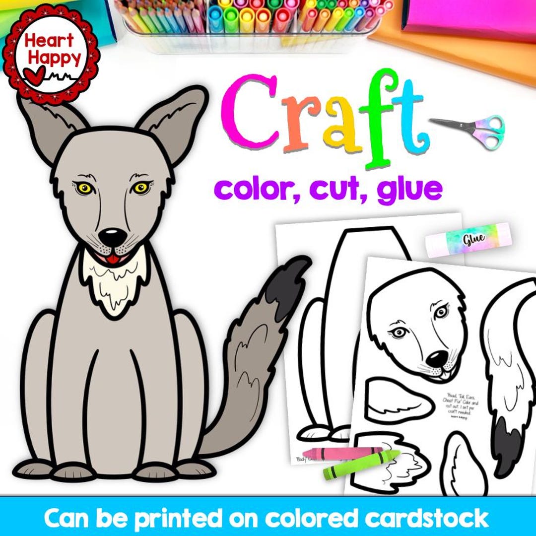 Coyote Craft, Kids Printable Craft Template, Desert Animals, South ...