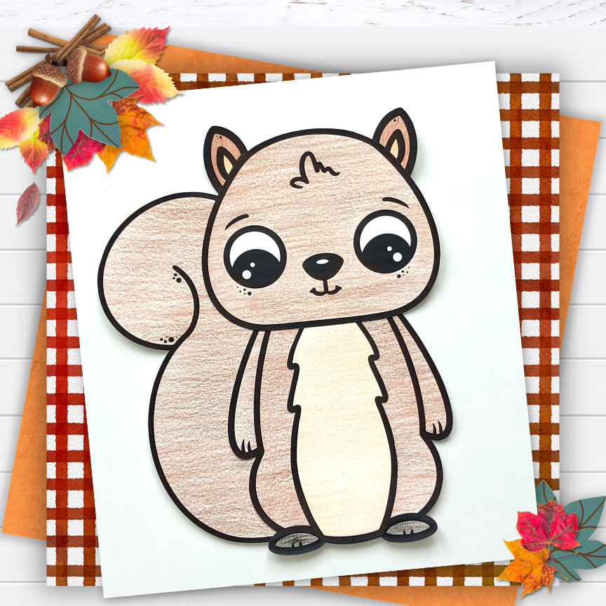 Printable Kids Squirrel Craft, Fall Autumn Harvest Craft, Homeschool ...