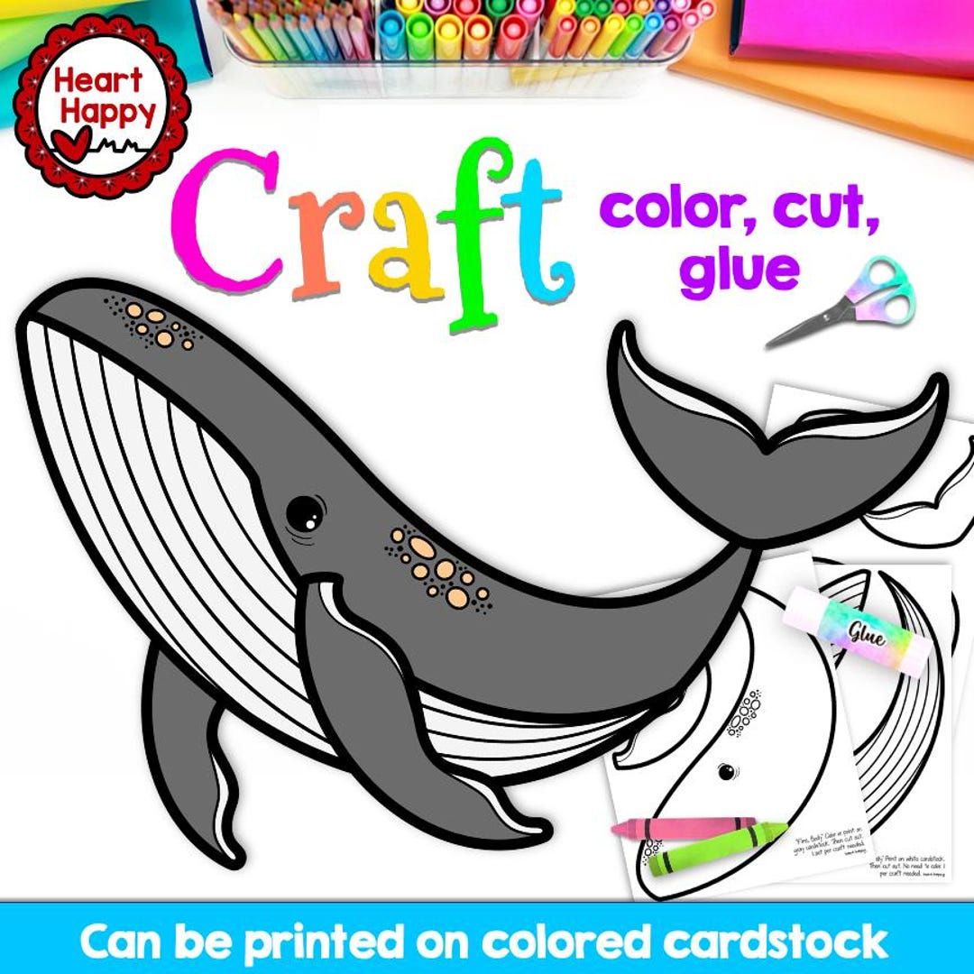 Humpback Whale Craft, Kids Printable Craft Template, Ocean Animals ...