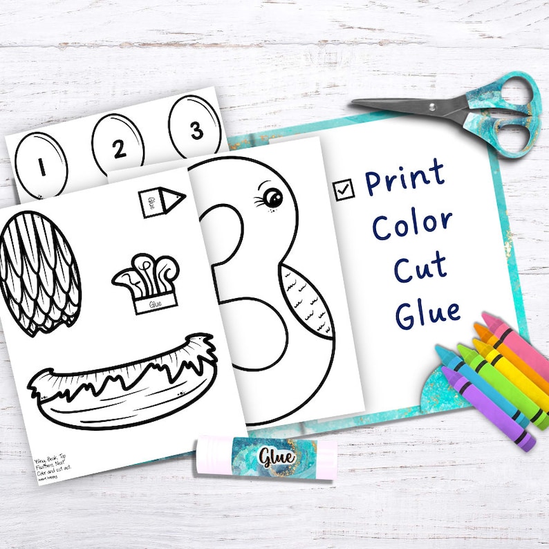 Number Three Craft, Kids Printable Craft Template, Number Recognition ...