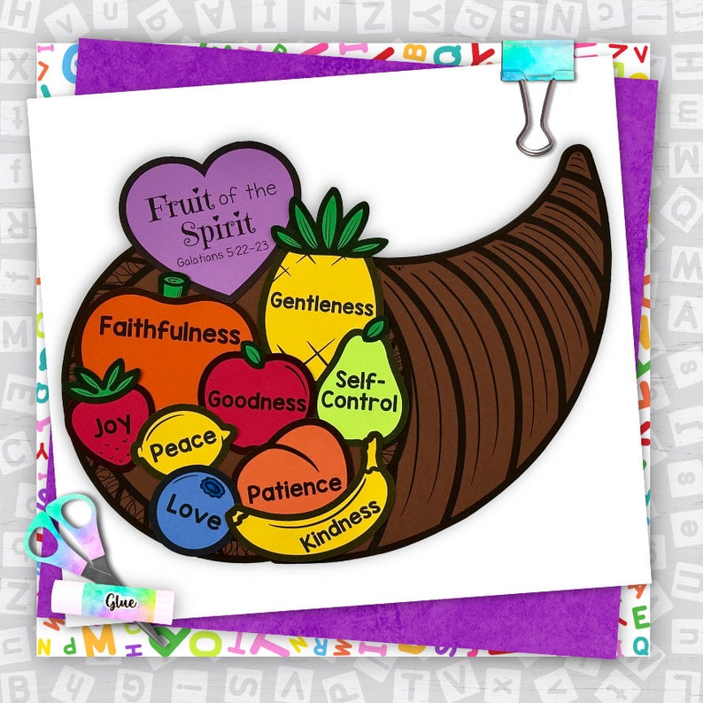 Fruit of the Spirit Cornucopia Religious Kids Printable Craft Template ...