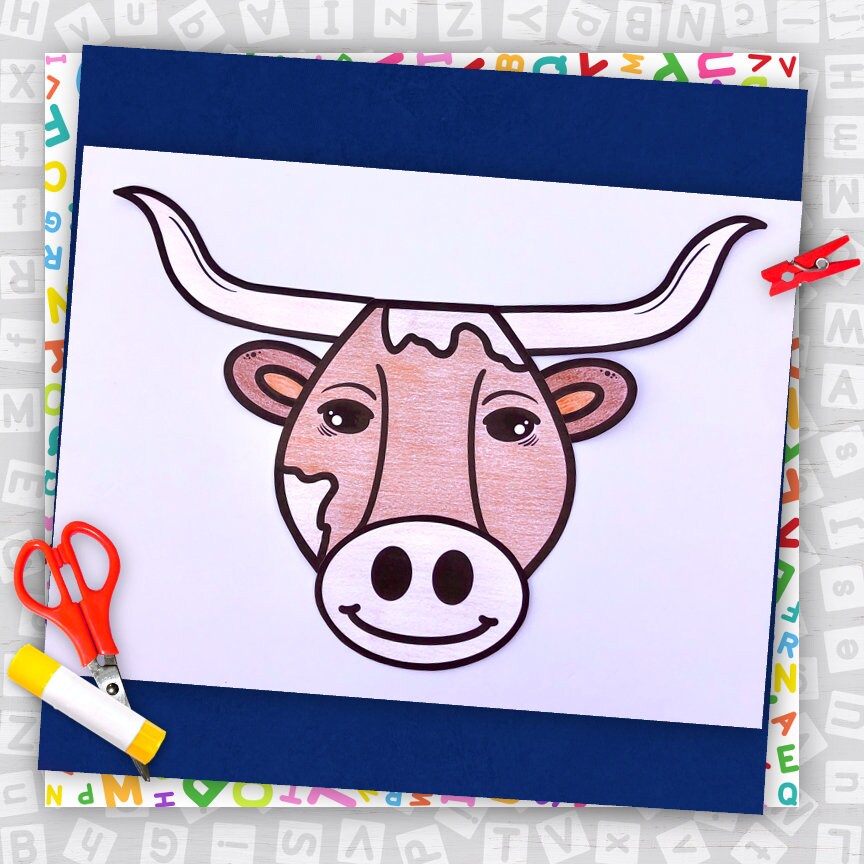 Texas Longhorn Craft, Kids Printable Craft Template, Animal Craft ...
