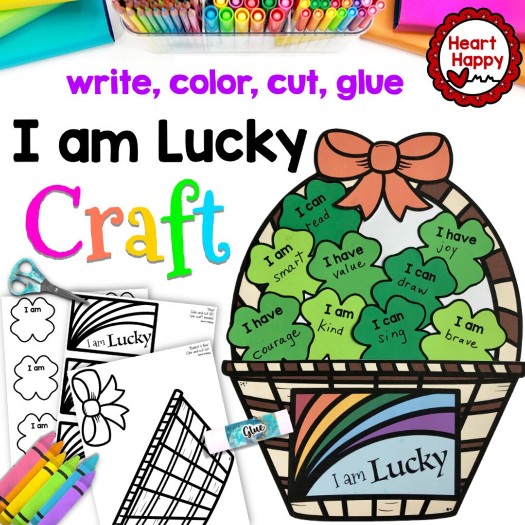 Self Affirmation, I Am Lucky Kids Printable Shamrock Craft Template ...
