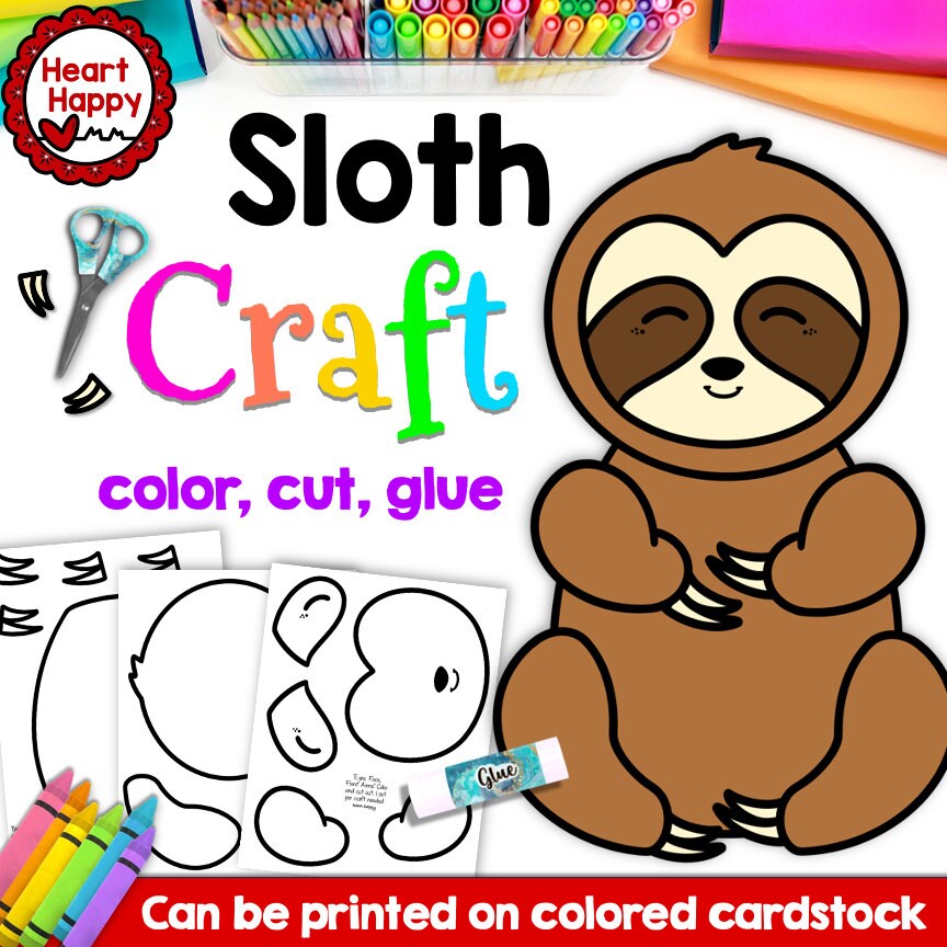 Sloth Craft, Kids Printable Craft Template, Zoo Animal Craft, Letter S ...