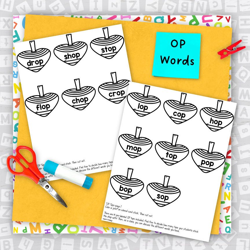 OP Top Shop,short O Craft,op Word Family Craft,printable Kids Craft ...
