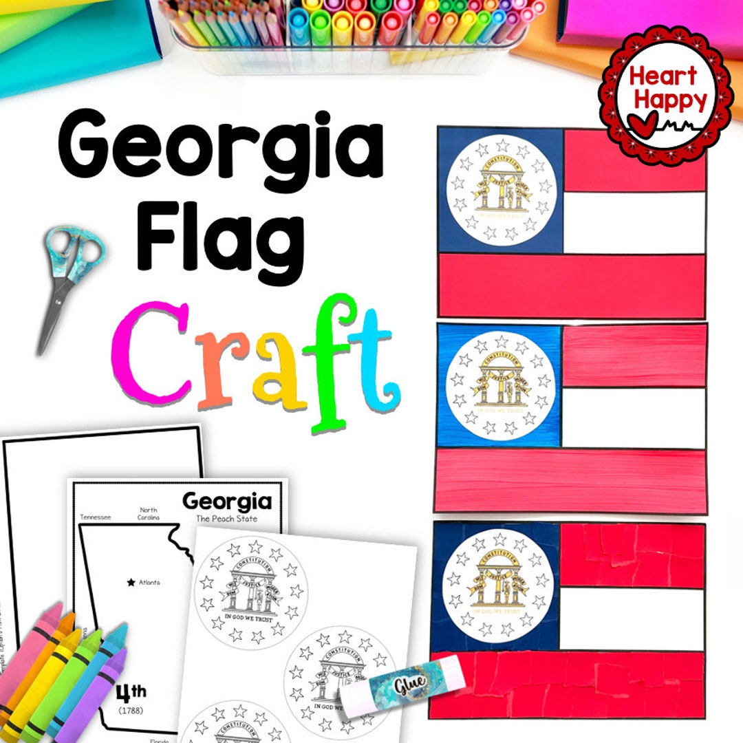 Georgia Flag Craft, Kids Printable Craft Template, Georgia State ...