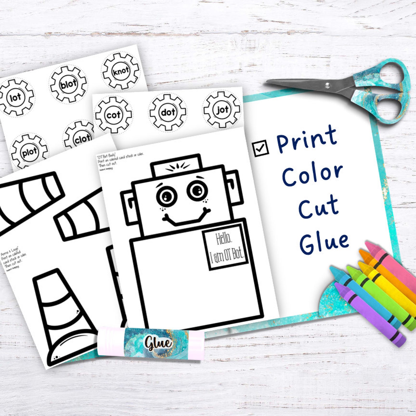 OT Bot, Short O Craft, OT Word Family Craft, Printable Kids Craft ...