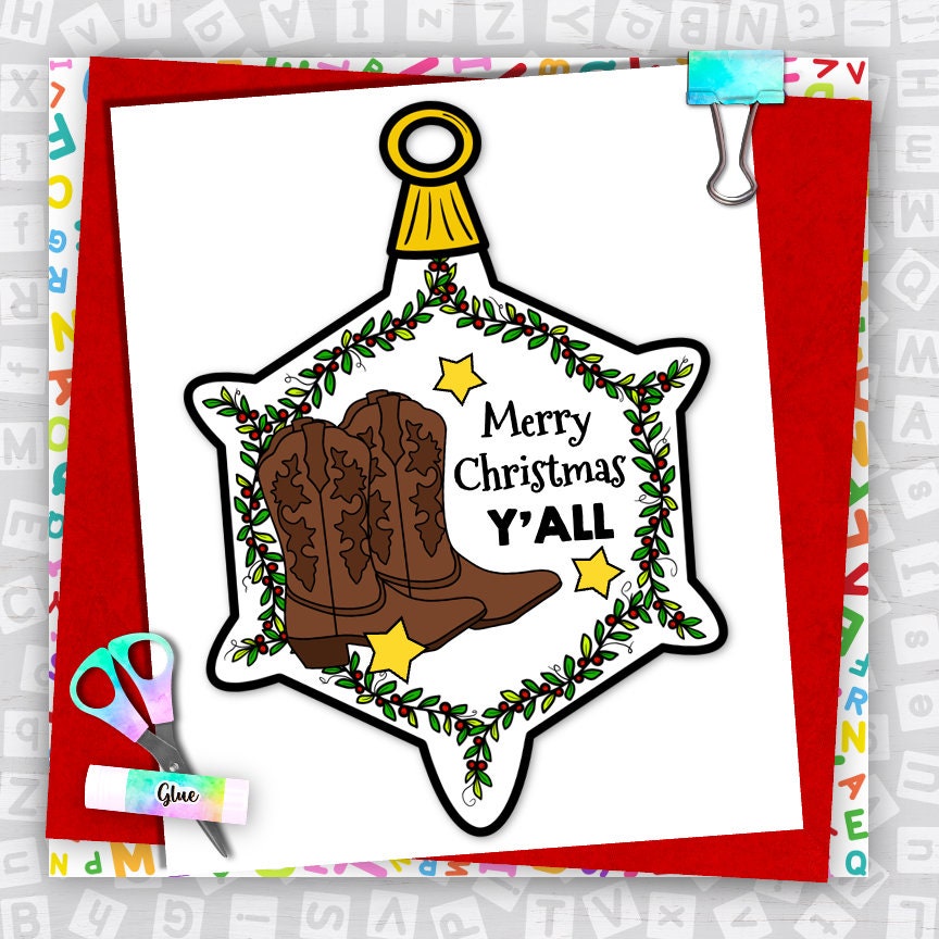 Texas Themed Christmas Ornament Crafts, Kids Printable Craft Templates ...
