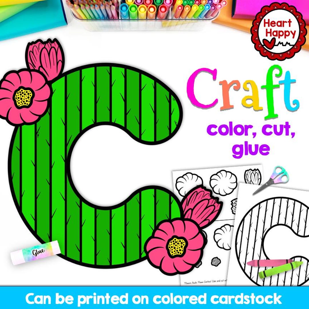 Letter C Cactus Craft, Printable Kids Craft Template, Alphabet Craft ...