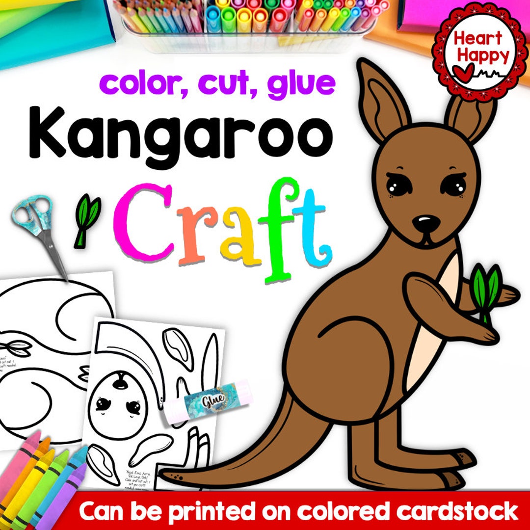 Kangaroo Craft, Kids Printable Craft Template, Zoo Animal Craft, Letter ...