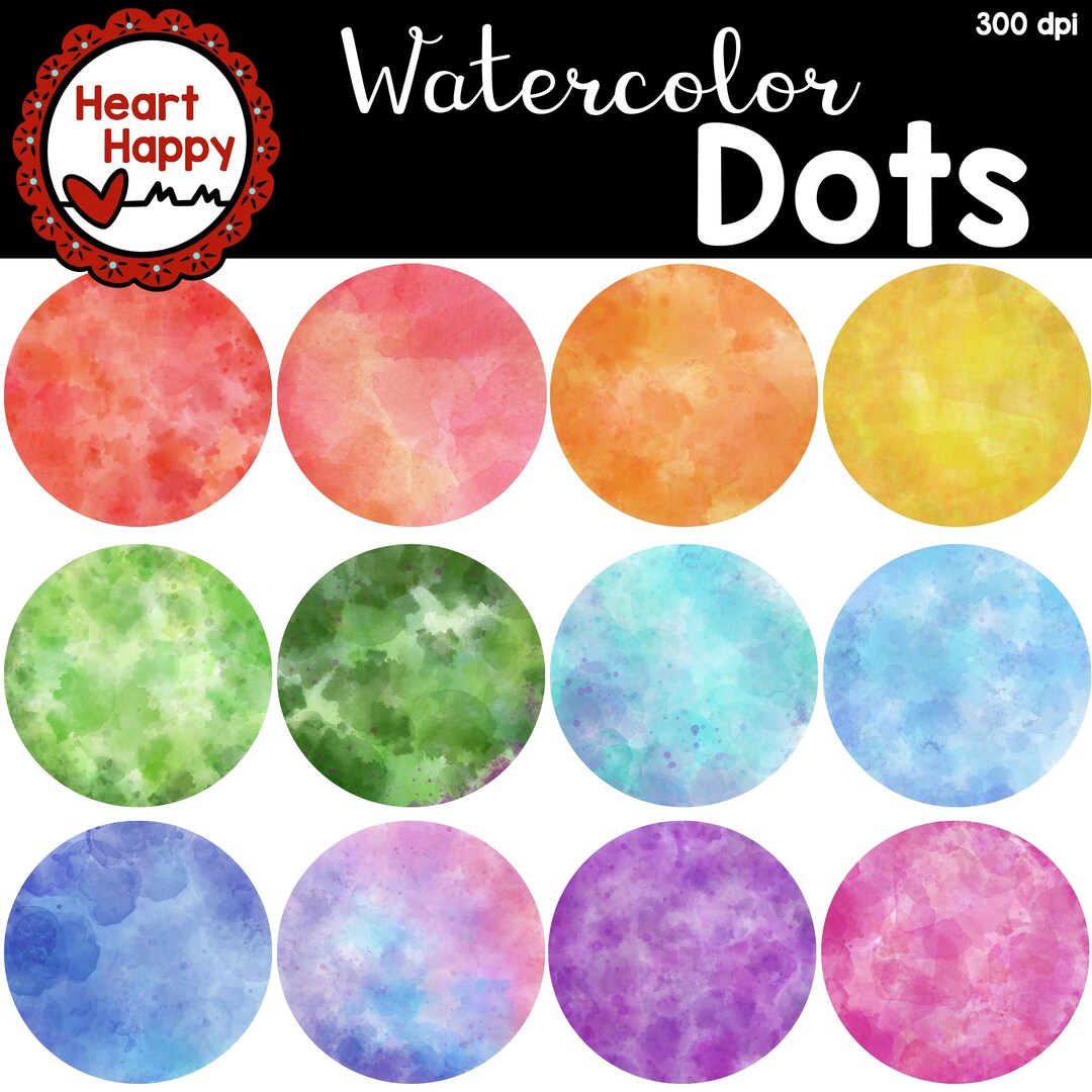 Watercolor Circle Dots Clipart, Commercial and Personal Use, Watercolor ...